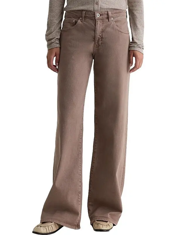 Ag Adria Low Rise Wide Leg Jeans - Sulfur Taupe Gray