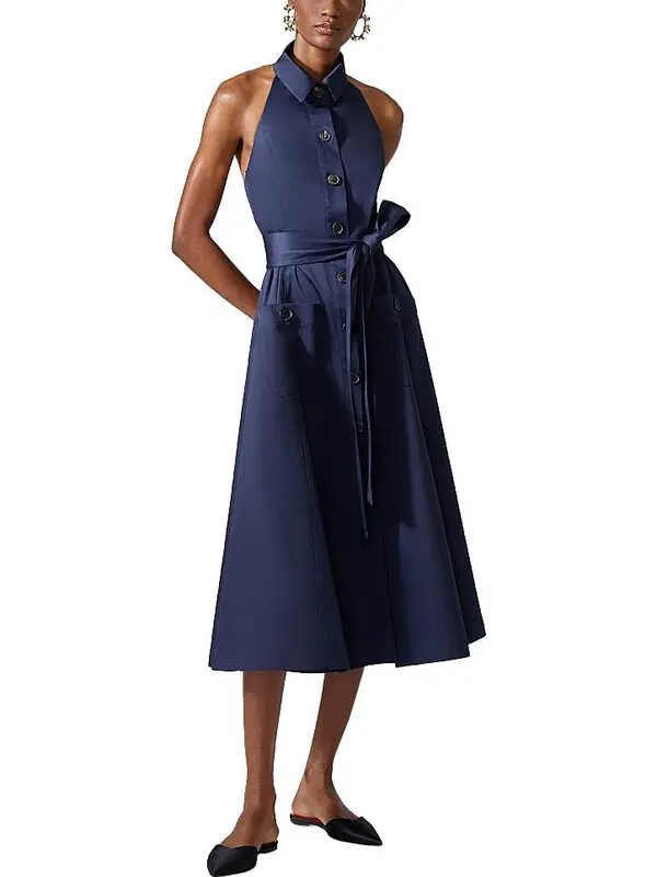 Carolina Herrera Collared Halter Midi Dress - Midnight