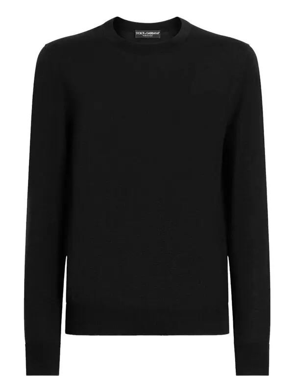 Dolce & Gabbana Crew Neck Fine Knit Sweater - Black