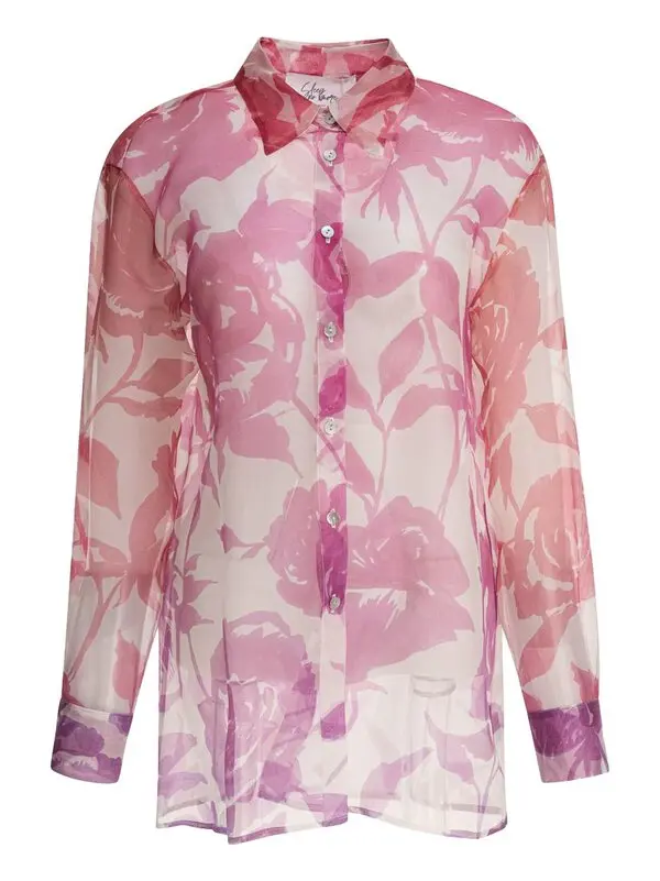 SLEEP NO MORE Floral Silk Shirt - Pink