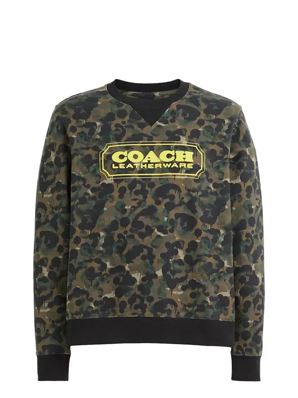 COACH® Restored Camo Print Crewneck - Green/black