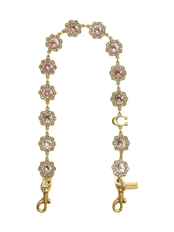 COACH Short Jewelry Chain Strap - Brass/pink Multi