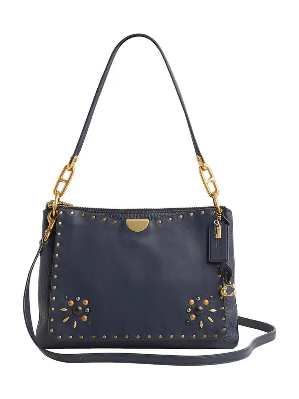 COACH Upcrafted Dreamer Shoulder Bag With Rivets - Brass/midnight Navy