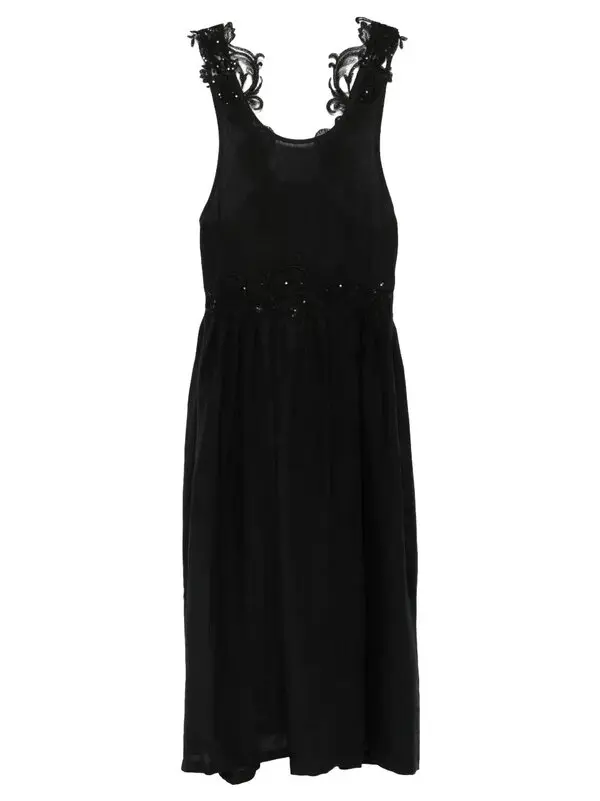 MAURIZIO MYKONOS Embroidered Midi Dress - Black