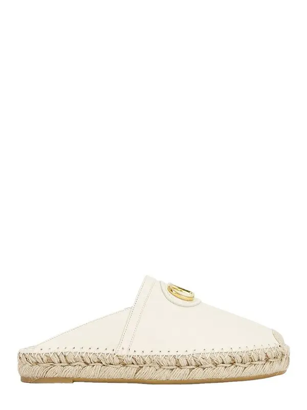 Valentino Garavani V Logo Signature Espadrille Mule - Light Ivory