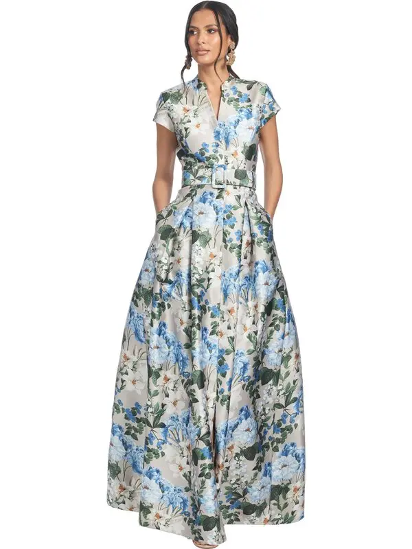 Sachin & Babi Marta Printed Mikado Gown - Dune And Dusk Petals