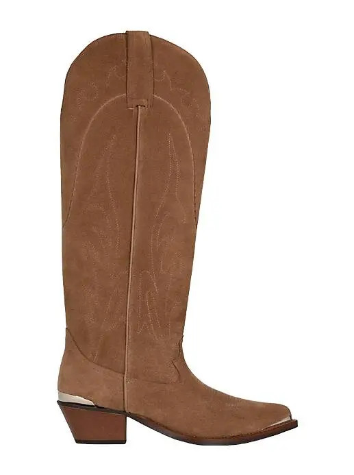 The Kooples Knee-high Western Suede Boots - Brown