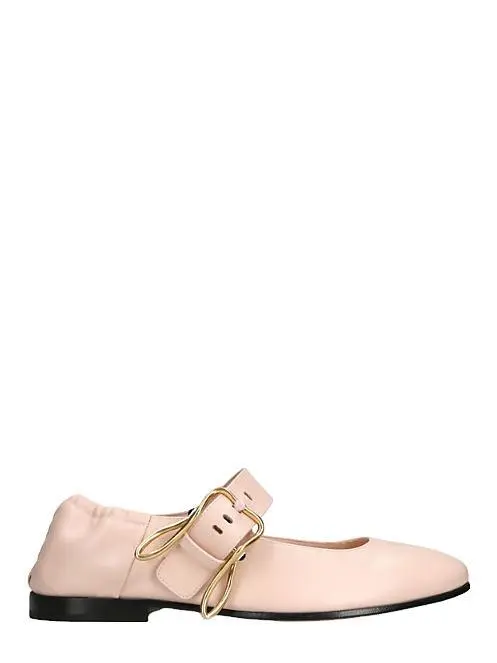 Bottega Veneta Astaire Mary Jane Ballerina Leather Flats - Pale Pink
