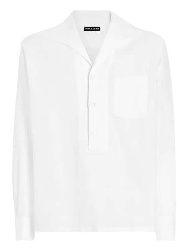 Dolce & Gabbana Three-button Long-sleeved Linen Shirt - White