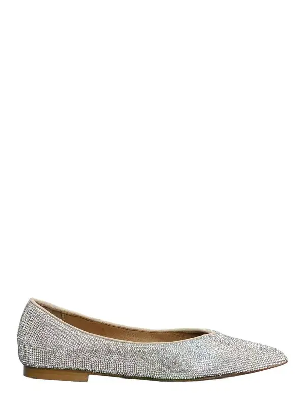 ANNA F. Crystal-embellished Ballerina Shoes - Silver