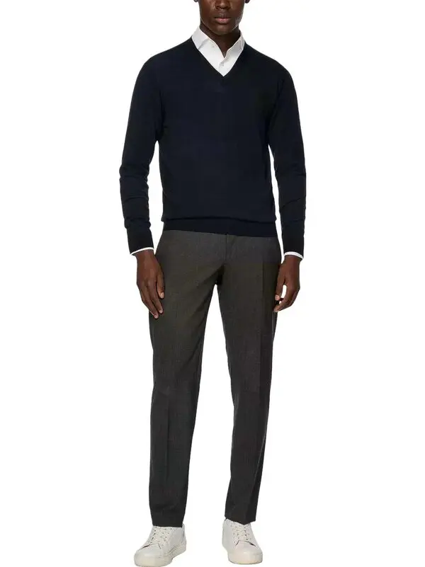 Boggi Milano Merino-wool V-neck Sweater - Blue