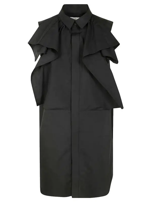 Sacai Ruffle-detail Shirt Dress - Black
