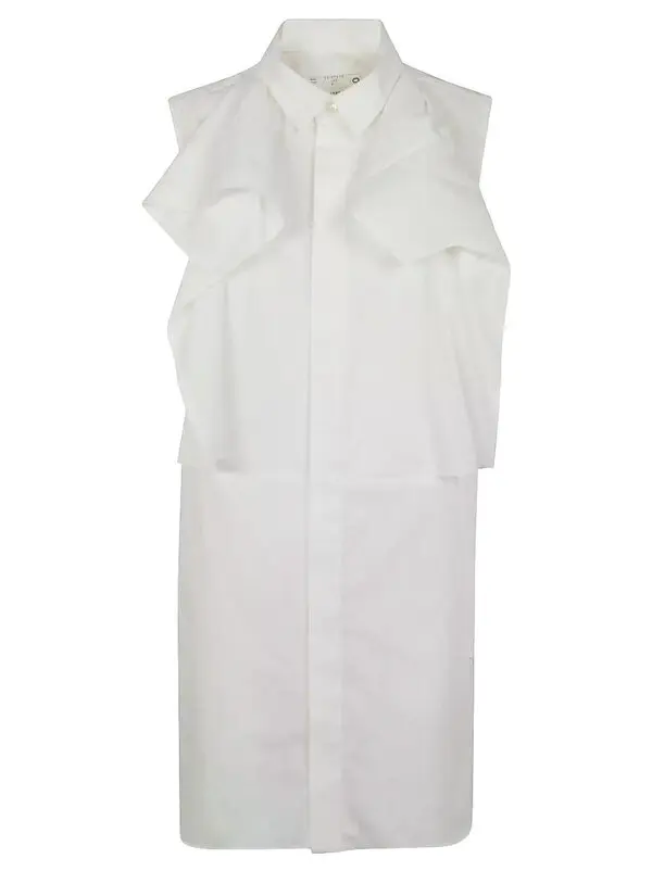 Sacai Ruffle-detail Shirt Dress - White