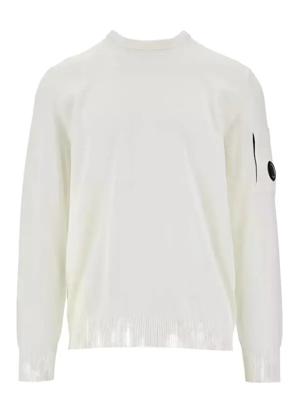 C.P. COMPANY Lens-detail Crew-neck Sweater - White
