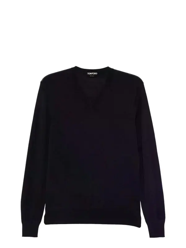 TOM FORD V-neck Knitted T-shirt - Blue