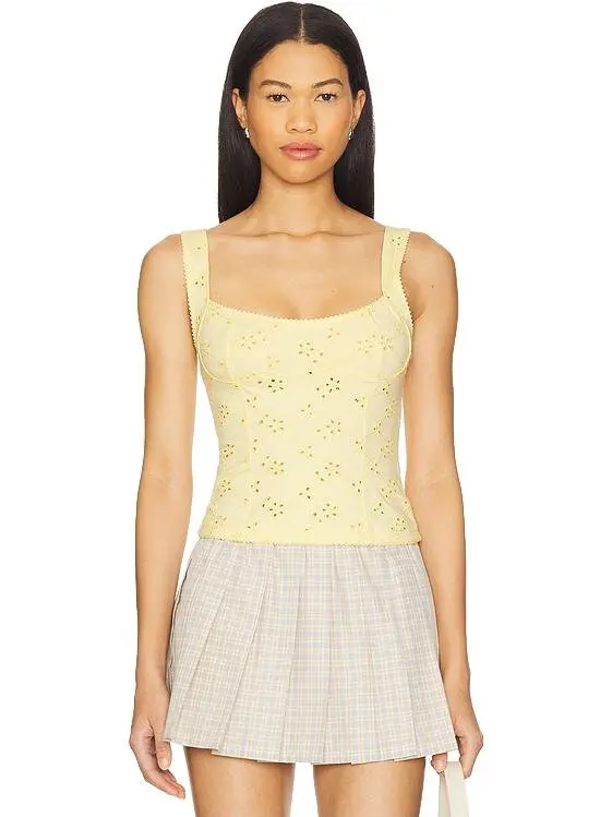 Free People Full Bloom Eyelet Cami - Banana Cream
