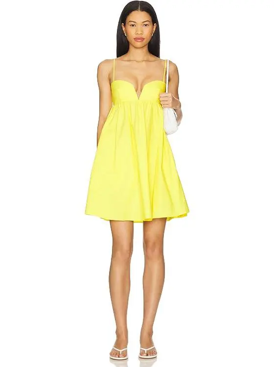 Susana Monaco Poplin Lace Up Back V Wire Dress - Lemon