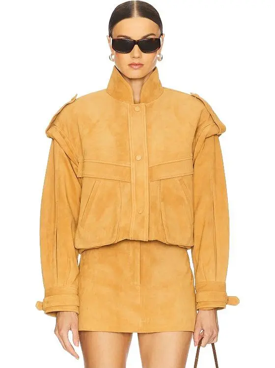 AEXAE Leather Suede Oversized Jacket - Suede Tan