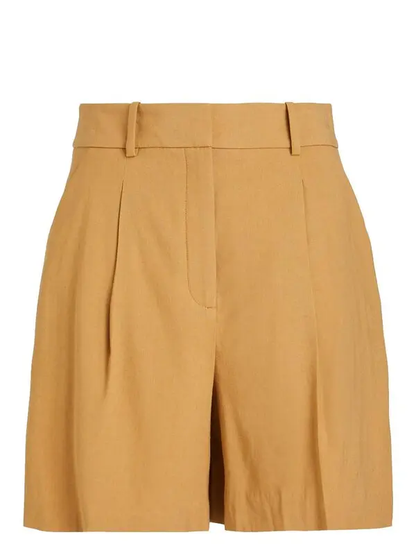 Veronica Beard Noemi Pleated Linen-blend Shorts - Camel