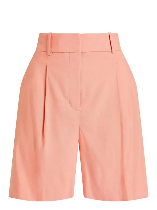 Veronica Beard Noemi Pleated Linen-blend Shorts - Peach