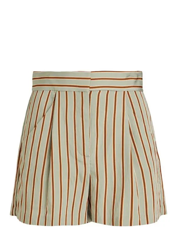Veronica Beard Elbe Striped Twill Shorts - Sage Green