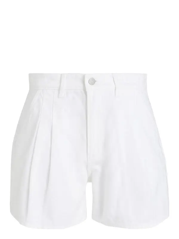 Veronica Beard Simpson Pleated Denim Shorts - White