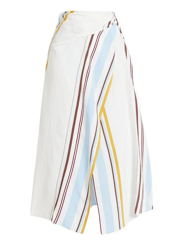 A.L.C. Clara Wrap-effect Striped Twill Midi Skirt - Light Blue