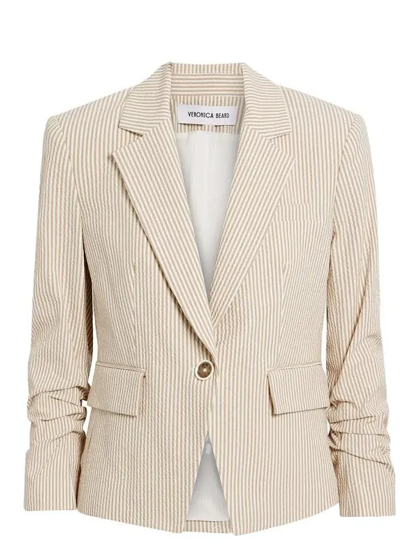 Veronica Beard Aaliyah Striped Cotton-blend Blazer - Ecru