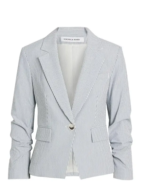 Veronica Beard Aaliyah Striped Cotton-blend Blazer - Light Blue