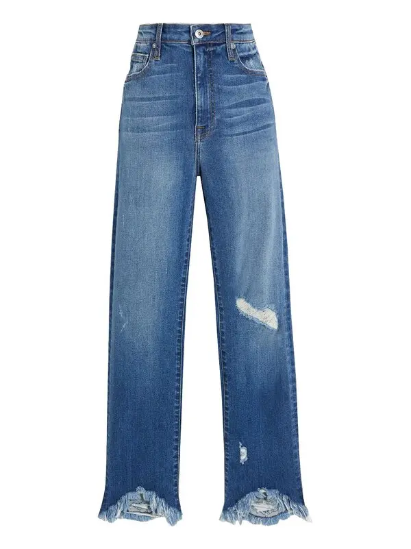 Simkhai River Distressed High-rise Straight-leg Jeans - Mid Denim