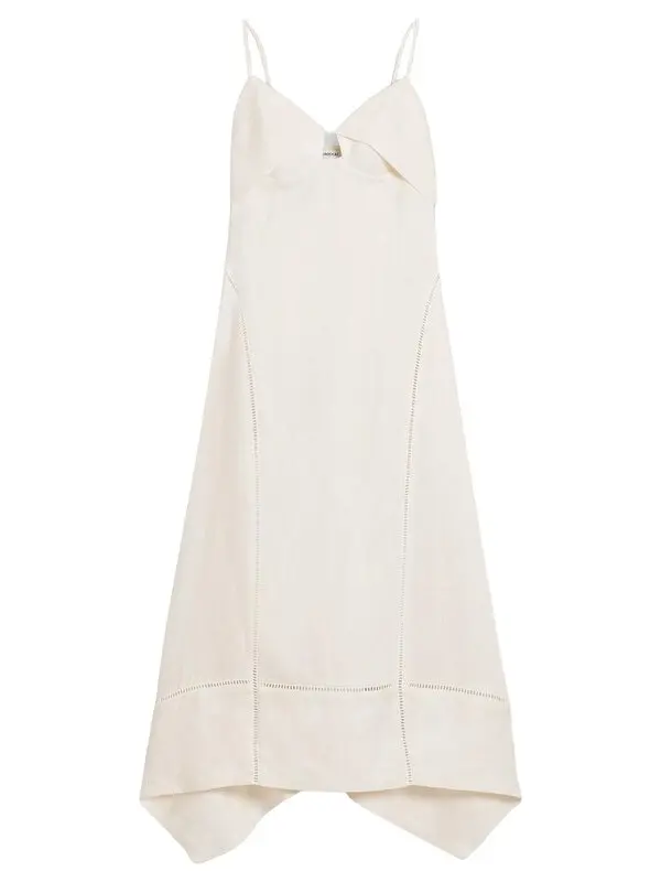 Simkhai Val Draped Linen Midi Dress - Cream