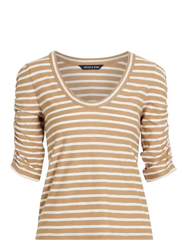 Veronica Beard Netto Striped Slub Pima Cotton-jersey Top - Sand