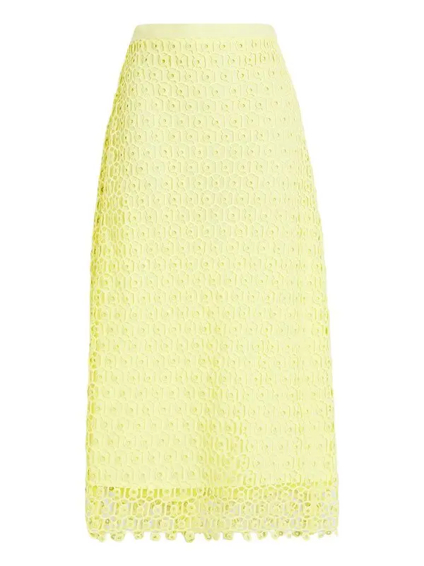 Simkhai Karolina Eyelet-embellished Lace Midi Skirt - Yellow