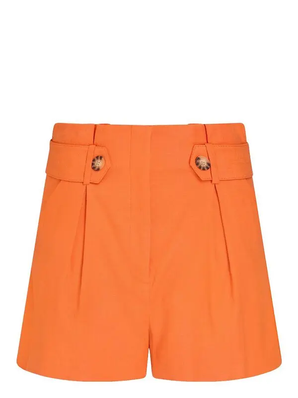 Veronica Beard Franzi Pleated Linen-blend Shorts - Orange