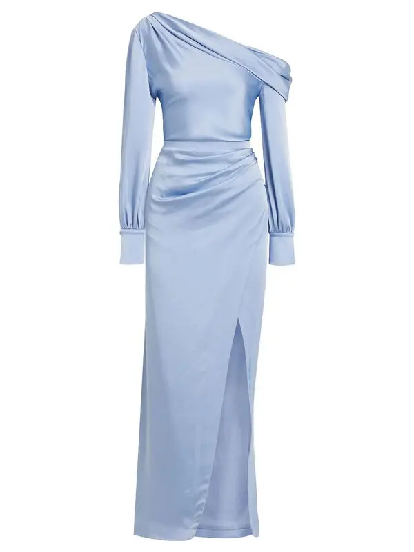 Simkhai Cam One-shoulder Satin-crepe Maxi Dress - Light Blue