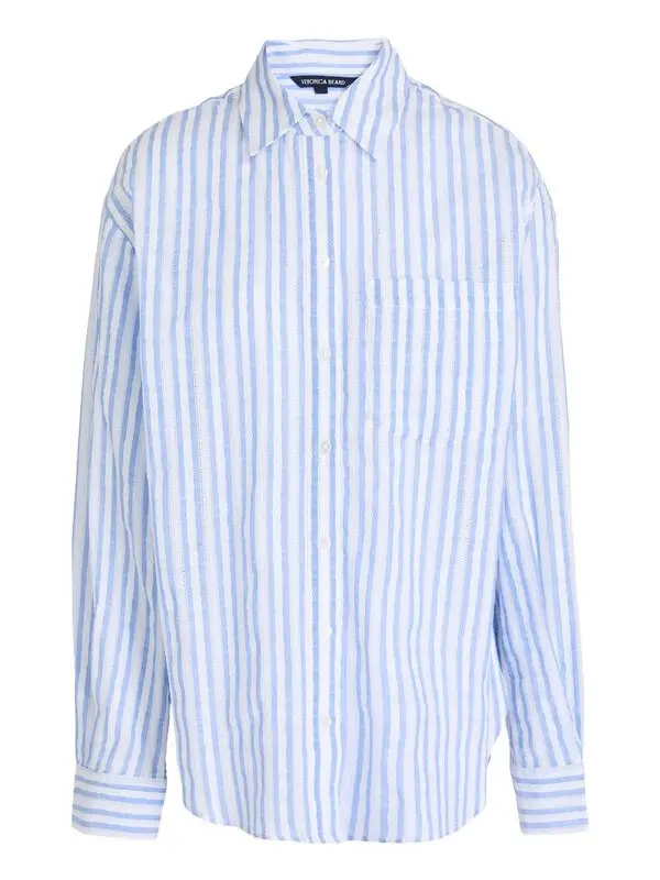 Veronica Beard Keiko Striped Cotton-jacquard Shirt - Light Blue