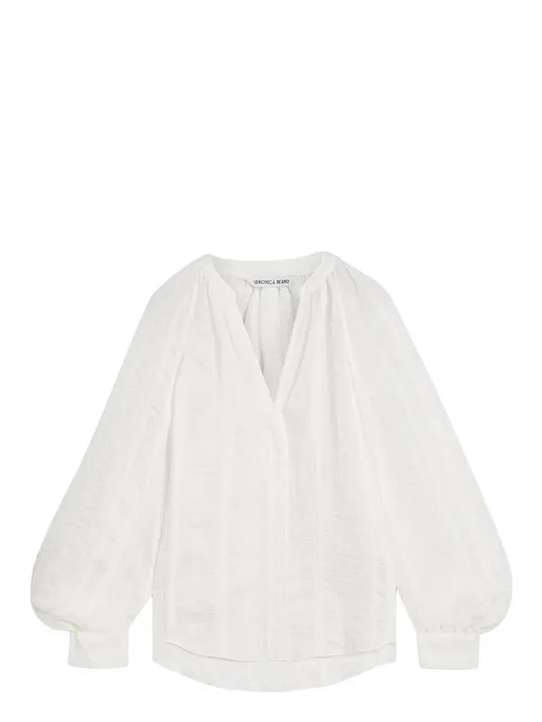 Veronica Beard Jaha Jacquard Blouse - White