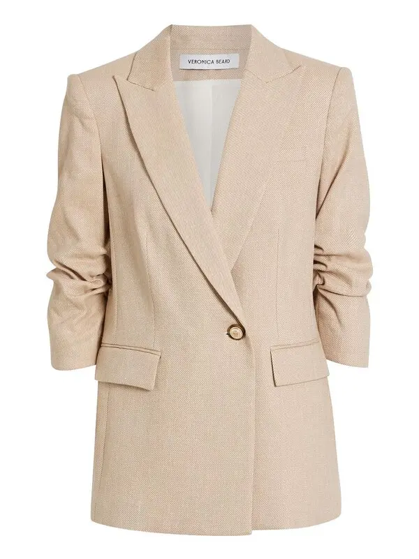 Veronica Beard Kimmel Ruched Blazer - Neutral
