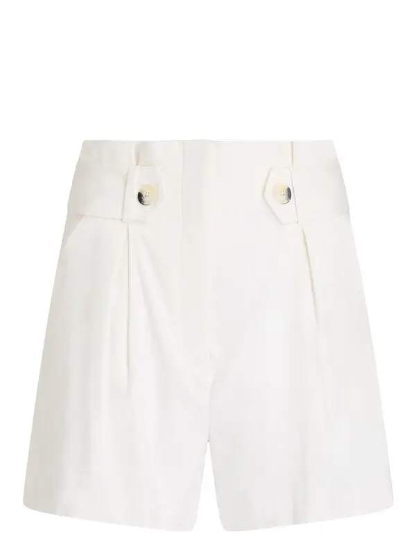 Veronica Beard Franzi Pleated Linen-blend Shorts - Off-white
