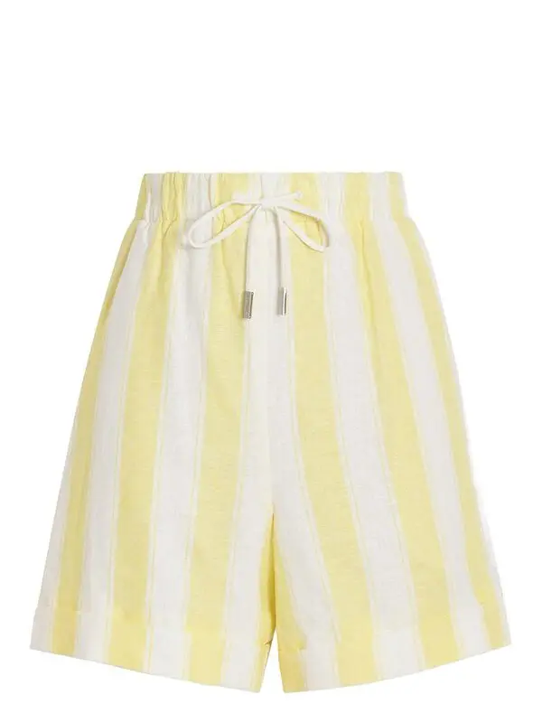 Simkhai Sonny Striped Linen-blend Shorts - Yellow