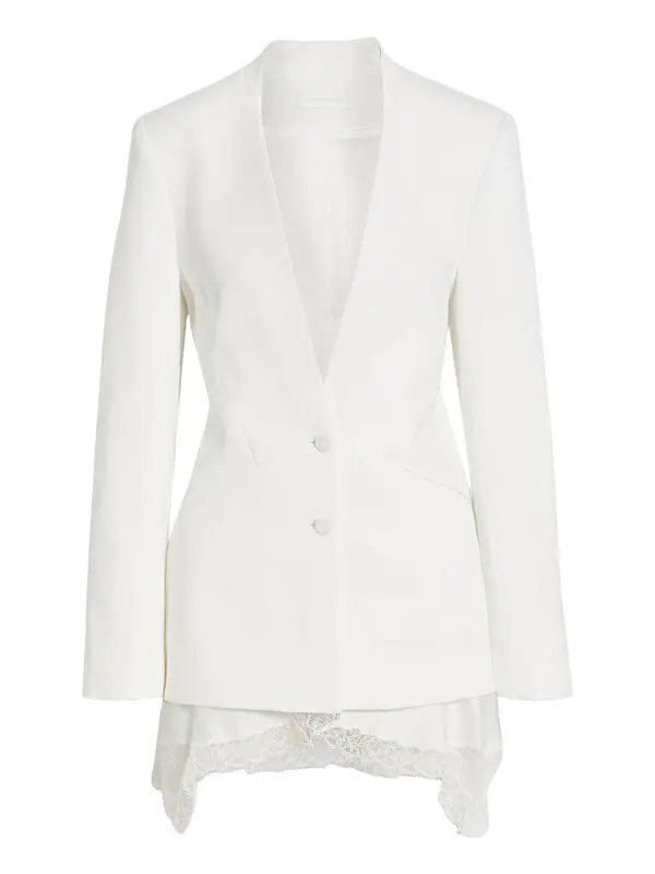Simkhai Lace-trimmed Crepe Blazer - White