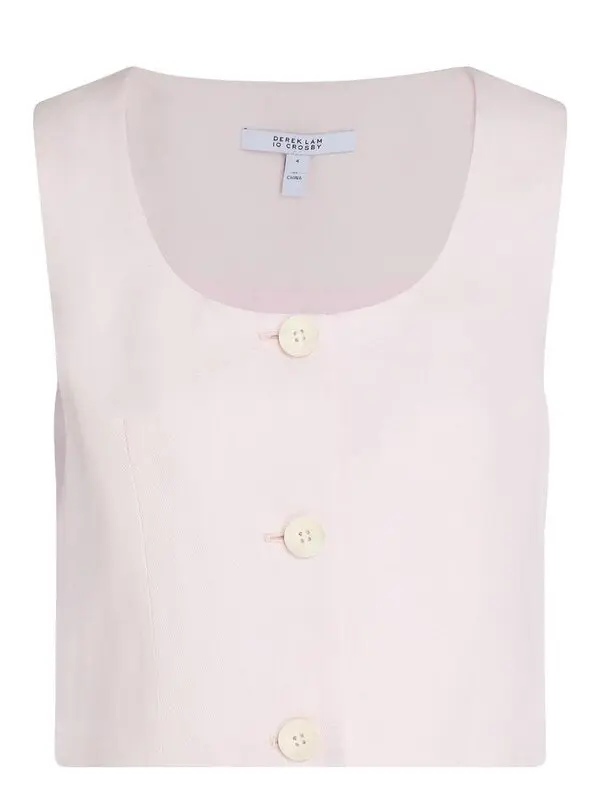 Derek Lam 10 Crosby Leo Cropped Linen-lyocell Vest - Baby Pink