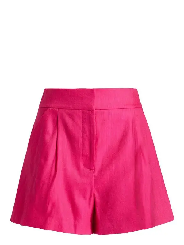 Veronica Beard Velia Pleated Cotton-blend Shorts - Fuchsia