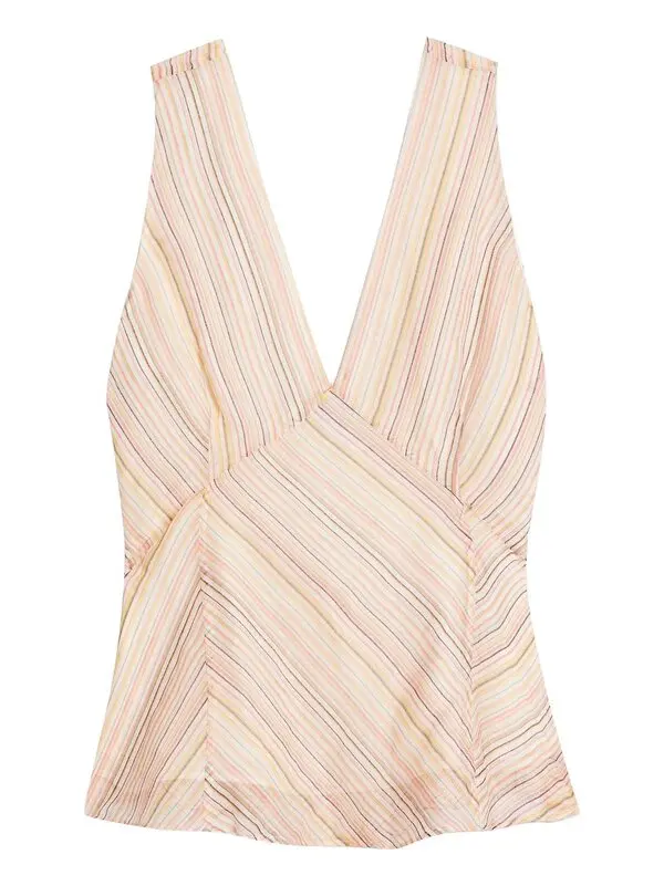 Derek Lam 10 Crosby Alix Striped Linen And Silk-blend Top - Peach