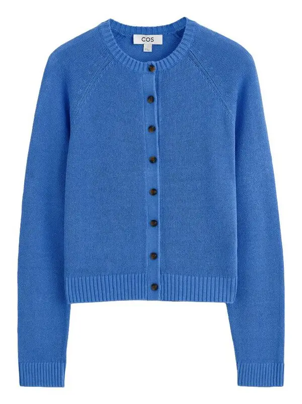 Cos Knitted Linen Cardigan - Blue