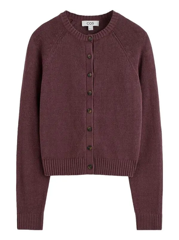 Cos Knitted Linen Cardigan - Red