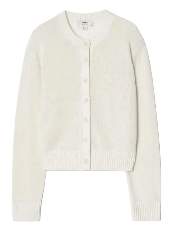 Cos Knitted Linen Cardigan - White