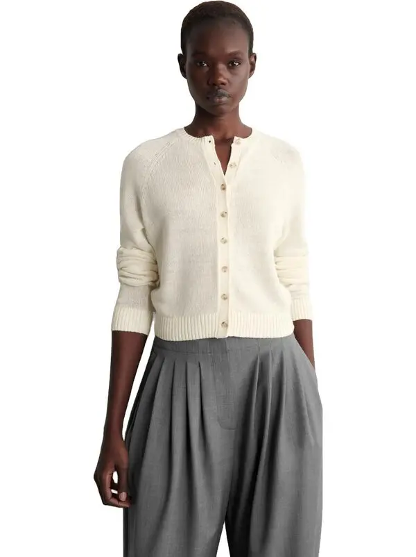 Cos Knitted Linen Cardigan - White