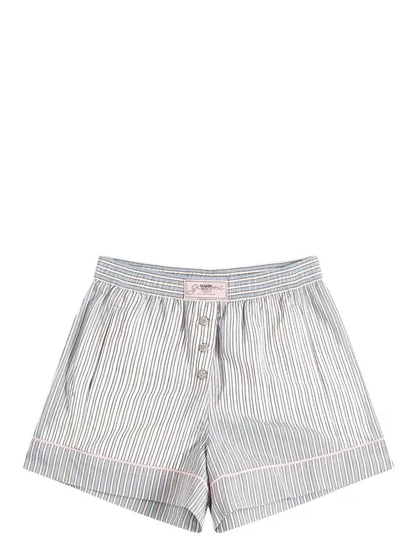 GANNI Yarn Dyed Stripe Elasticated Shorts - Soft Chambray