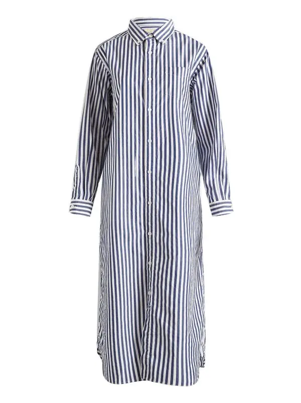 BEAMS Stripe Maxi Shirt Dress - Navy
